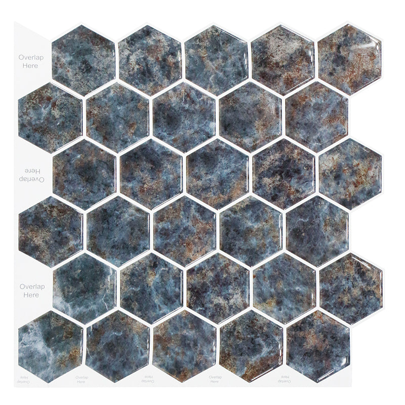 MT1209 - Lunar Grey Marble hexagon Decals Peel And Stick Backsplash Ti ...
